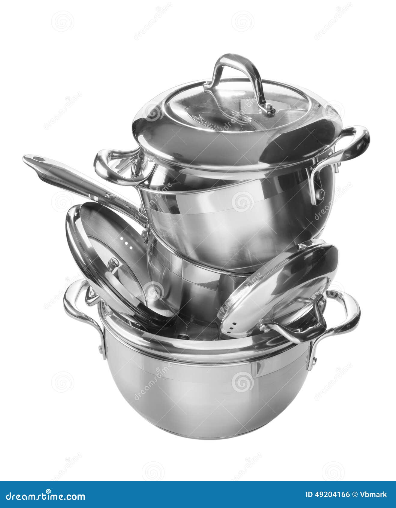 Stainless steel pans stock photo. Image of saute, vent - 49204166