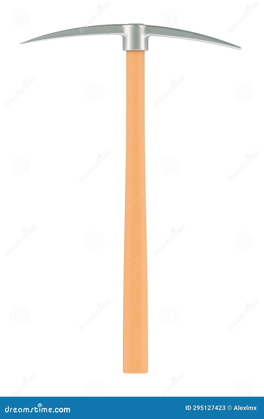 Stainless Steel Pickaxe with Wooden Handle, 3D Rendering Stock ...