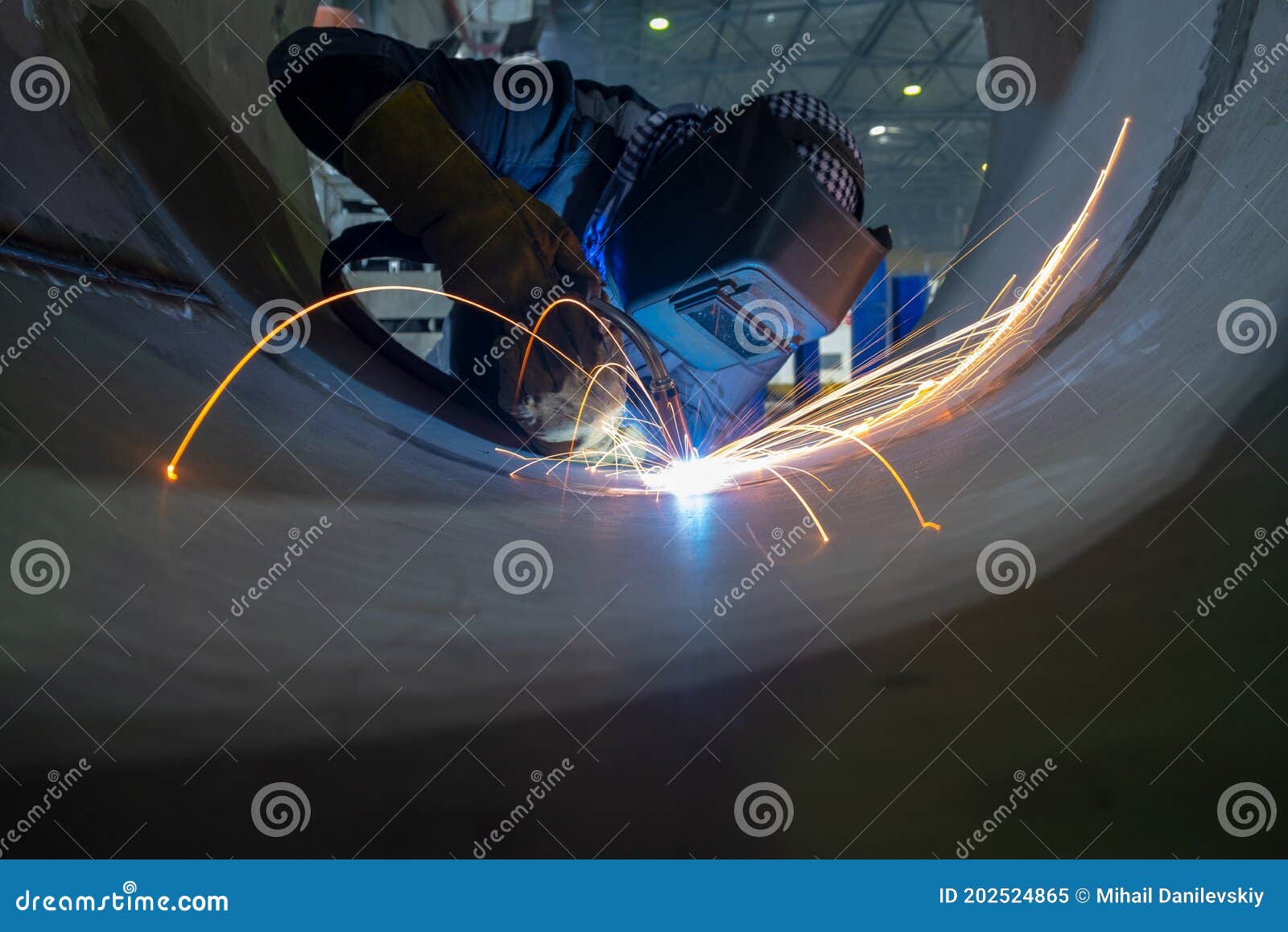 Welding of Stainless Steel Pipes. Semi-automatic Arc Welding. MIG ...