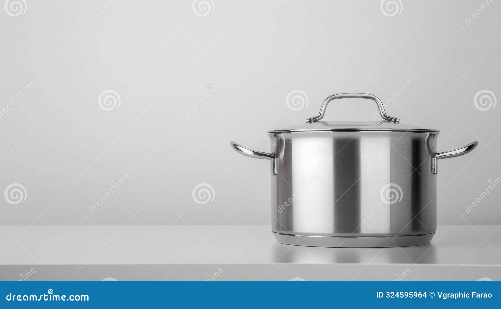 Stainless Steel Pot on White Surface, Minimalistic Kitchenware Concept ...