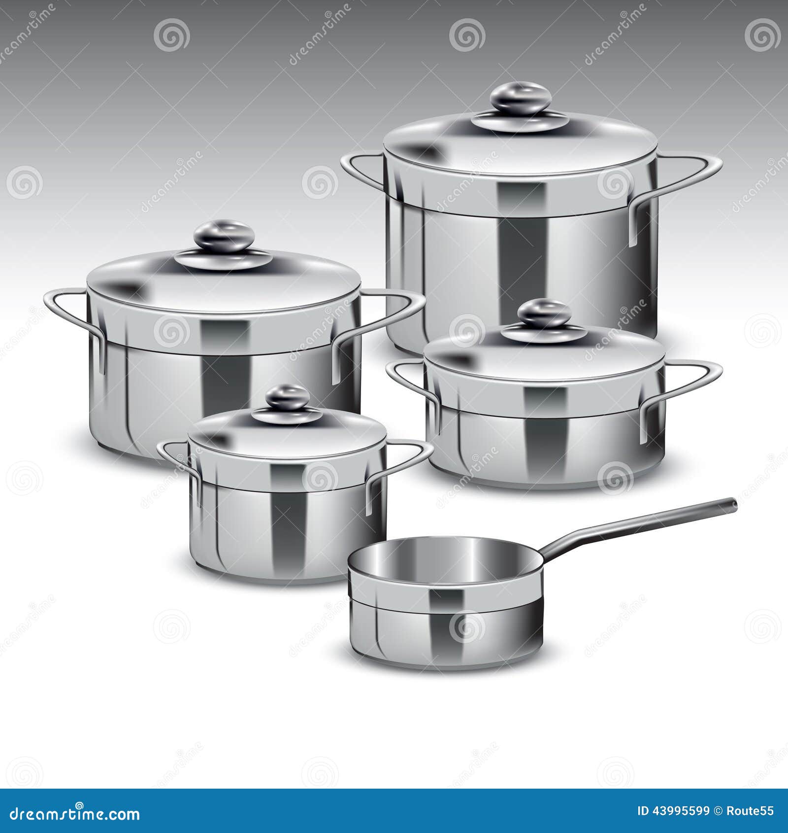 Stainless steel pots stock vector. Illustration of dish - 43995599