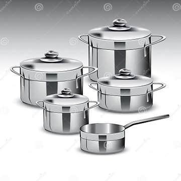 Stainless steel pots stock vector. Illustration of dish - 43995599