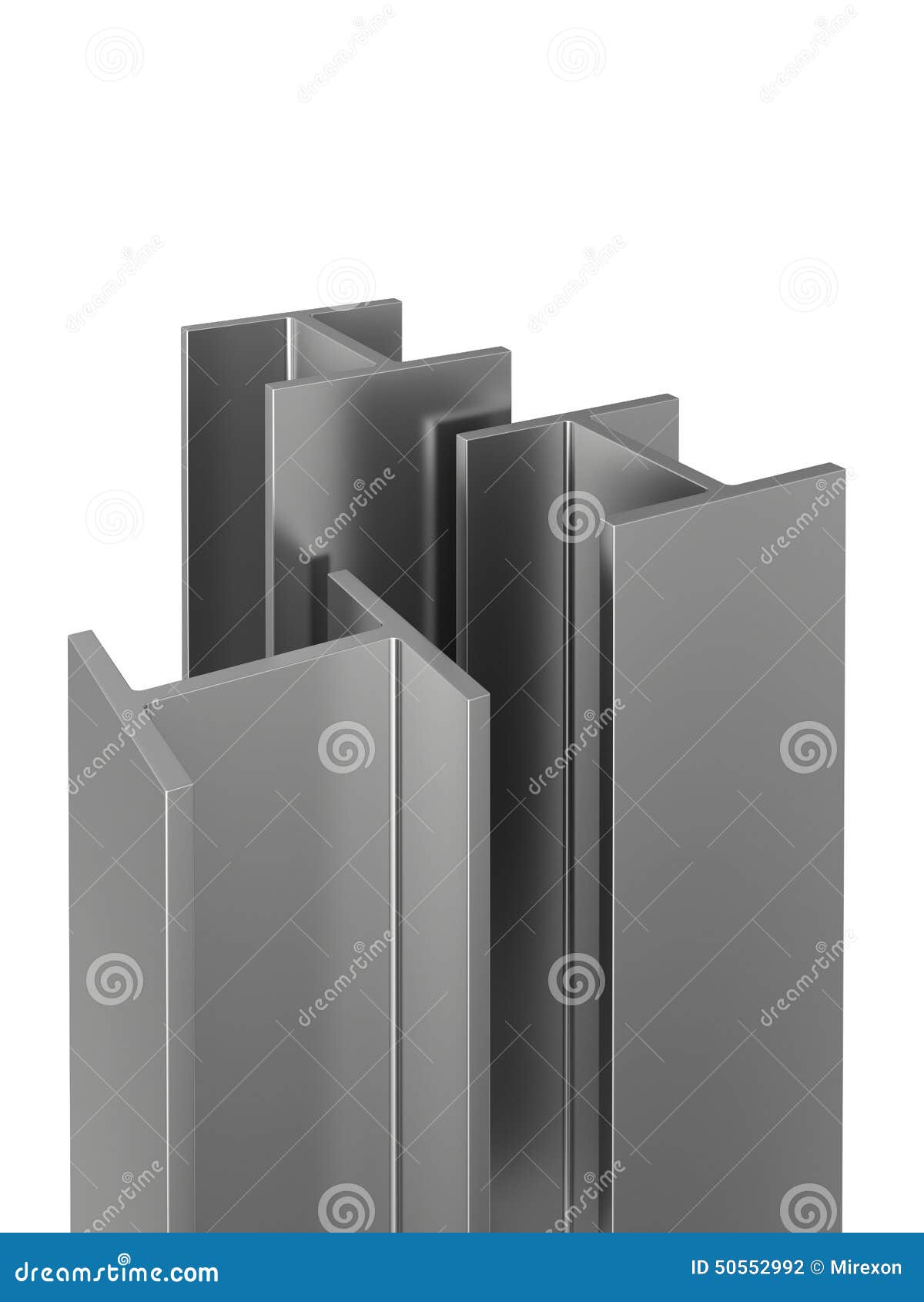 Stainless Steel Profiles on a White Background Stock Illustration ...