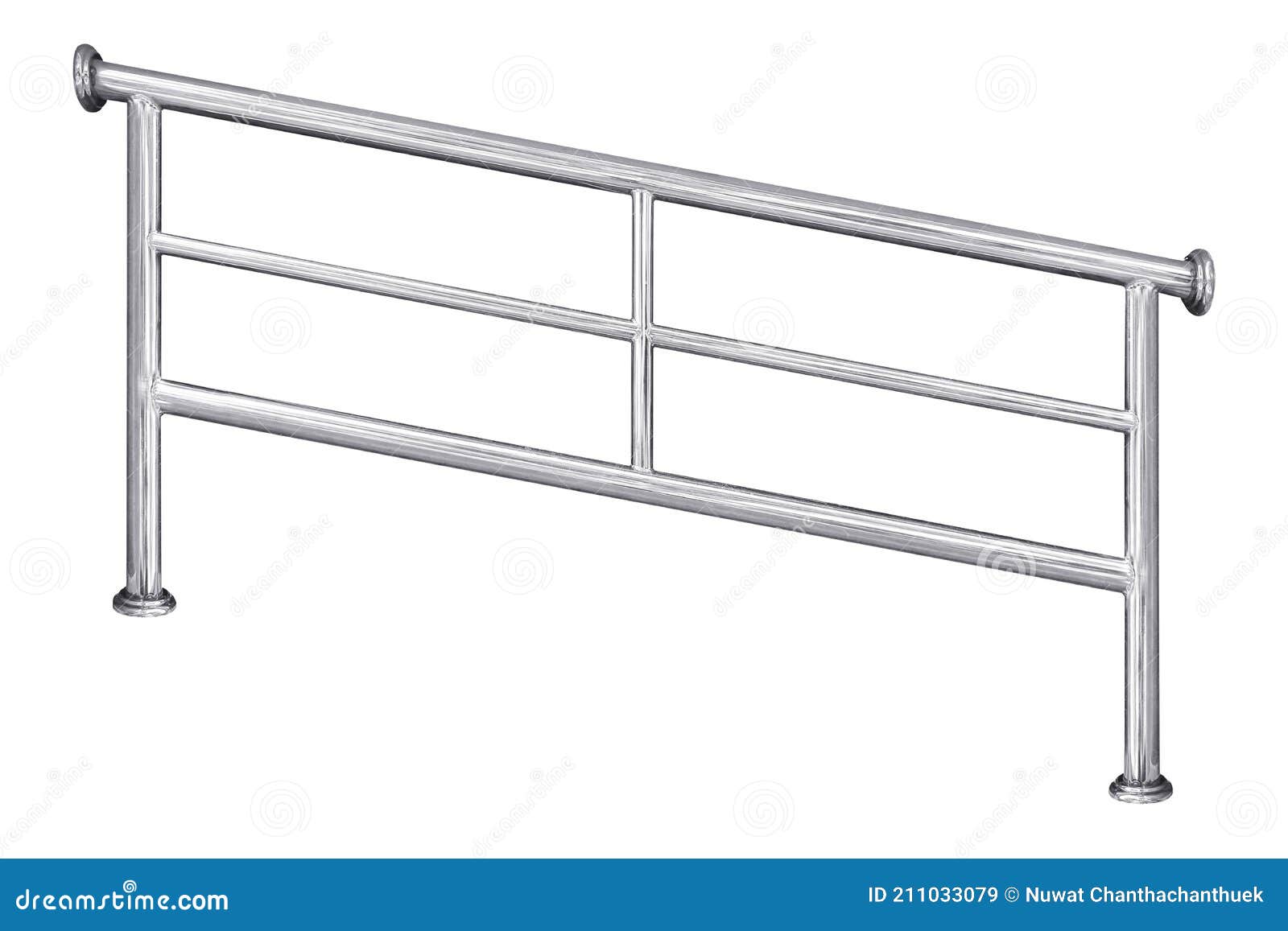 Stainless Steel Railing Isolated on White 10-degree Tilt Stock Image ...