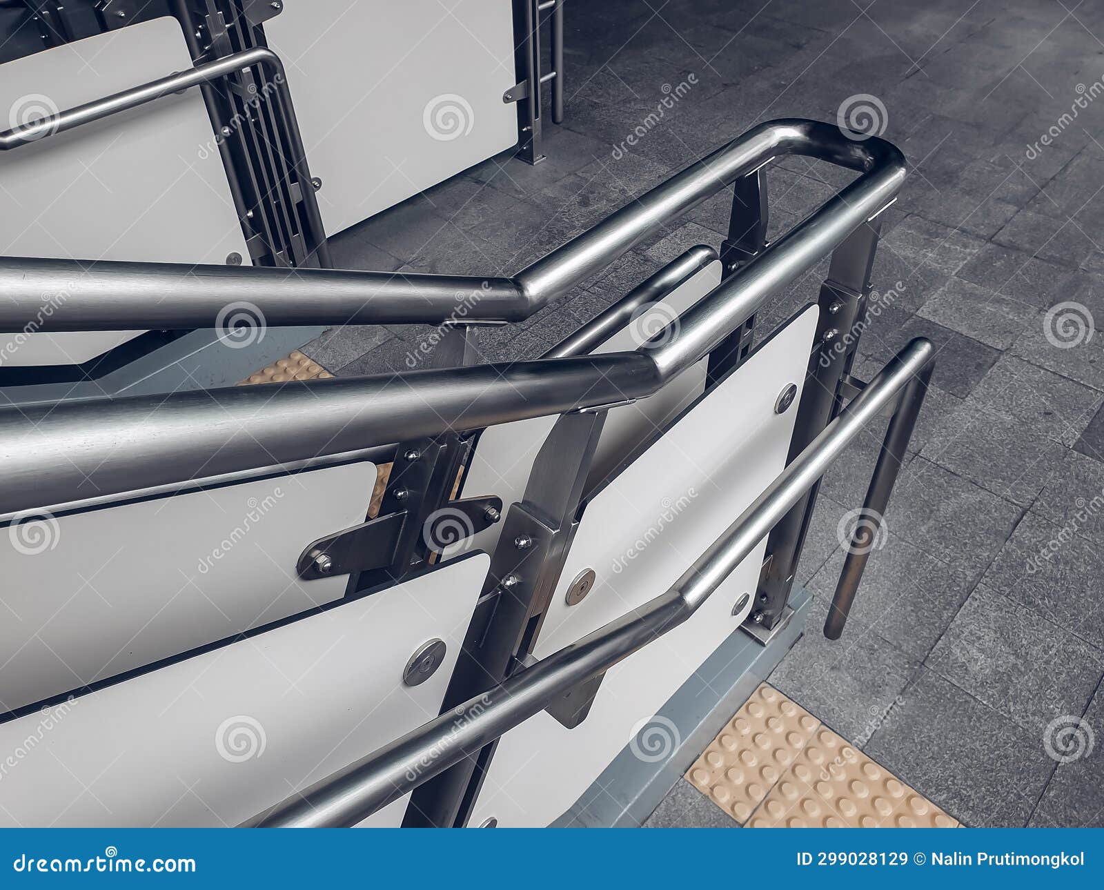Stainless Steel Railing at Station.Fall Protection Stock Image - Image ...
