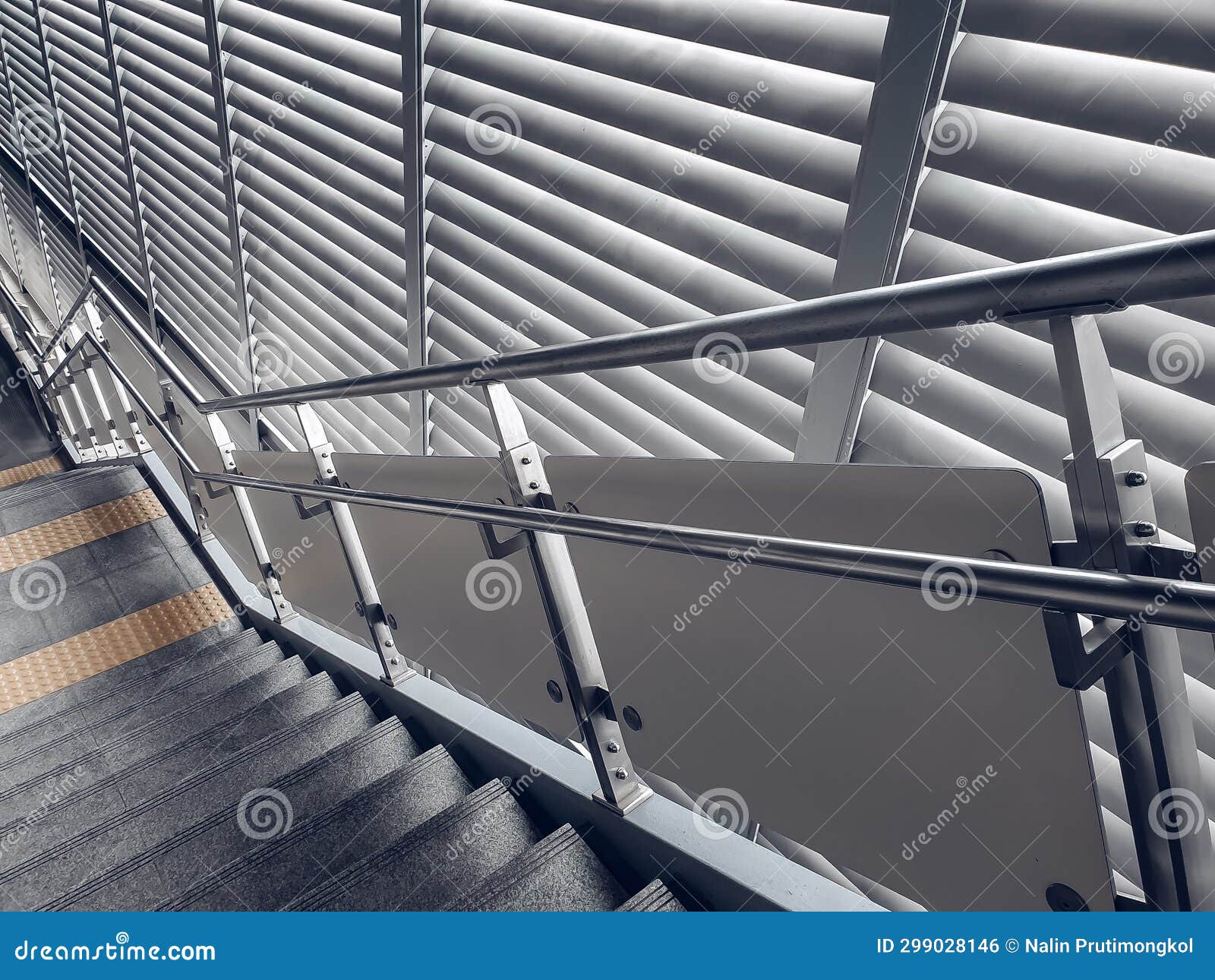 Stainless Steel Railing at Station.Fall Protection Stock Photo - Image ...