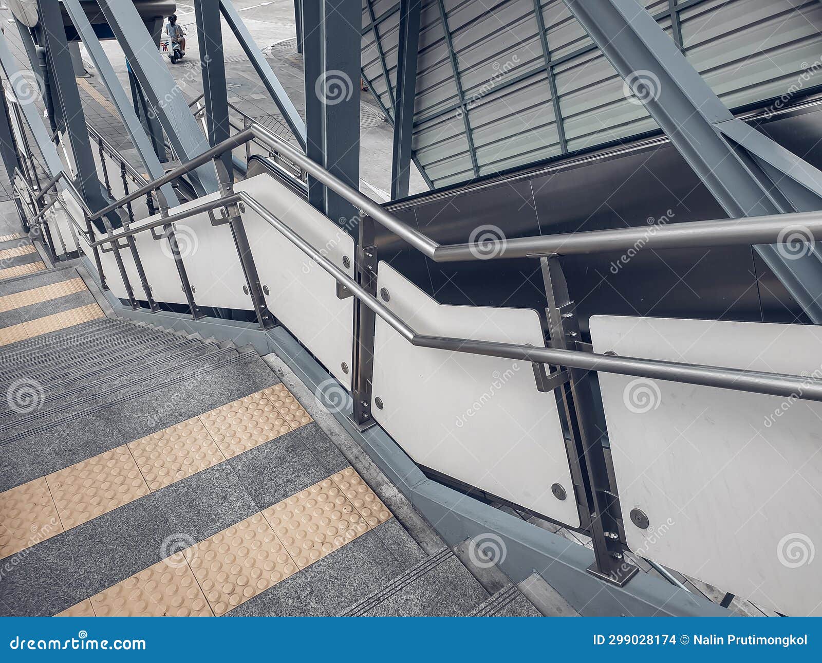 Stainless Steel Railing at Station.Fall Protection Stock Photo - Image ...