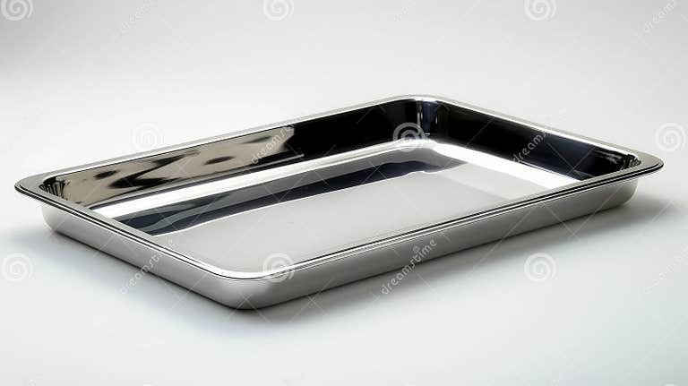 Stainless Steel Rectangular Tray on White Background Stock Image ...