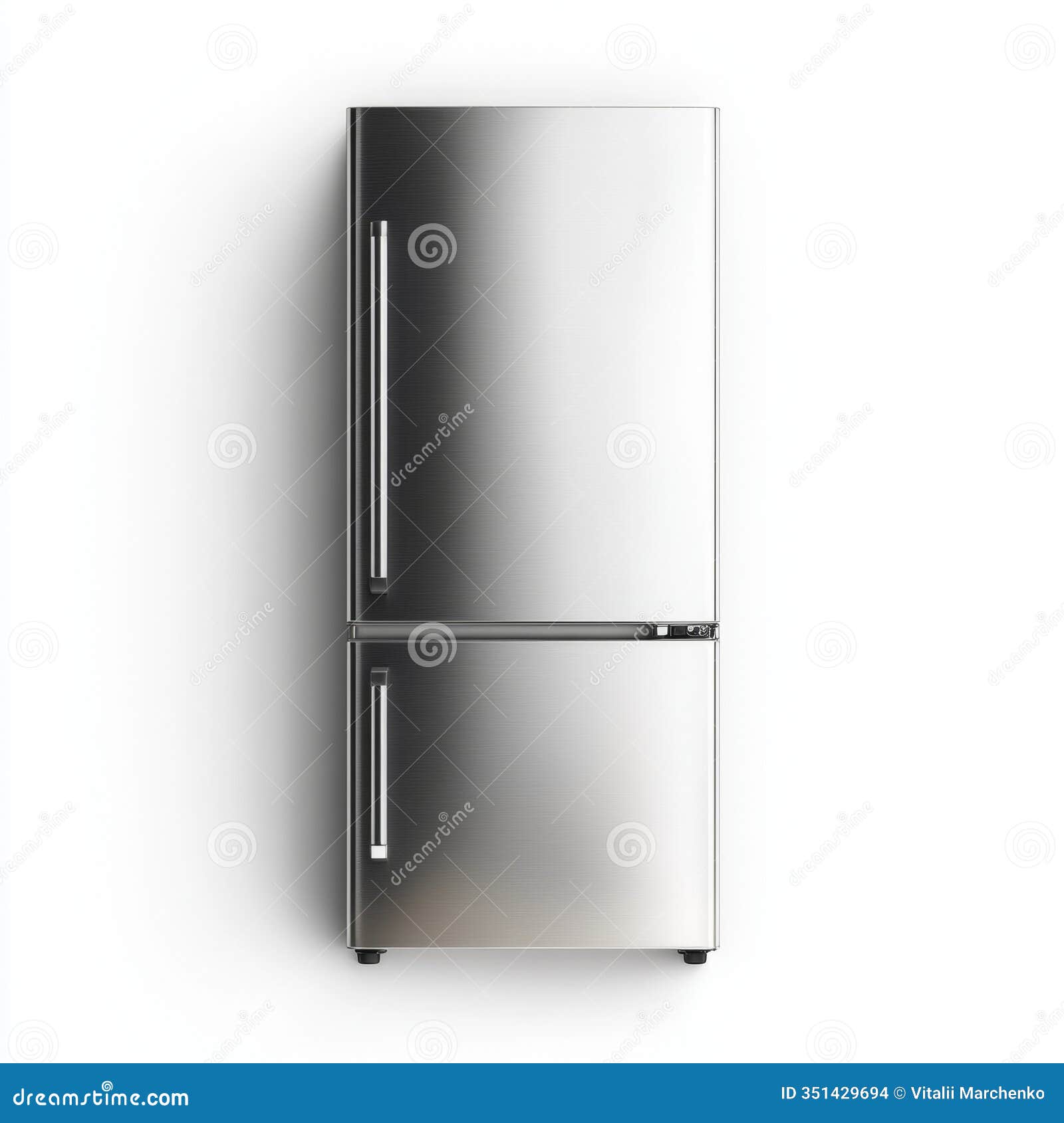 Stainless Steel Refrigerator with Bottom Freezer on White Background ...