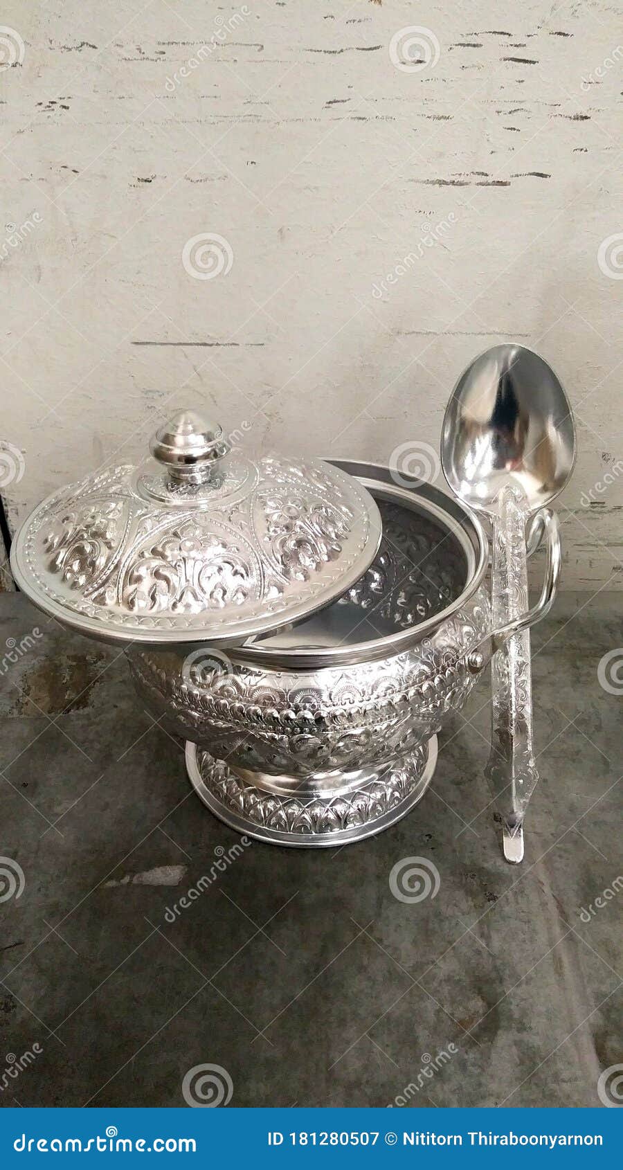 Stainless Steel Rice Pot, Thai Pattern. Stock Image - Image of pattern ...