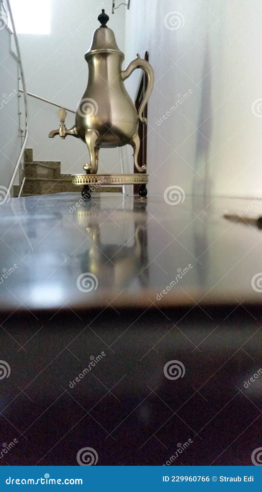 Stainless Steel Samovar on a Table Stock Photo - Image of samovar ...