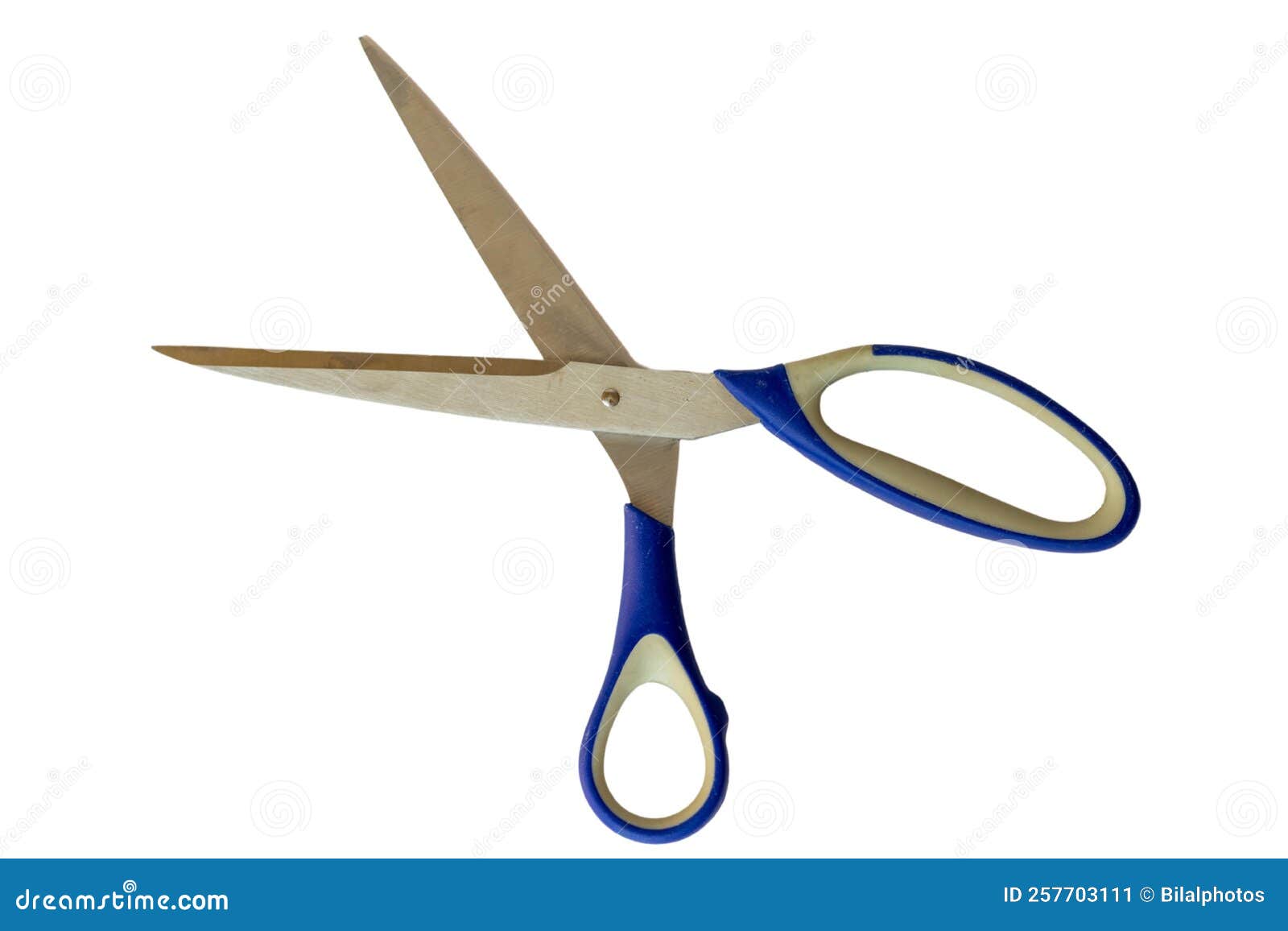 Stainless Steel Scissors with Blue Handles Isolated on White Background ...