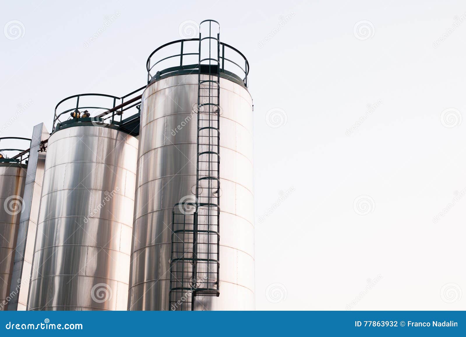 Stainless steel silos stock photo. Image of chemical - 77863932