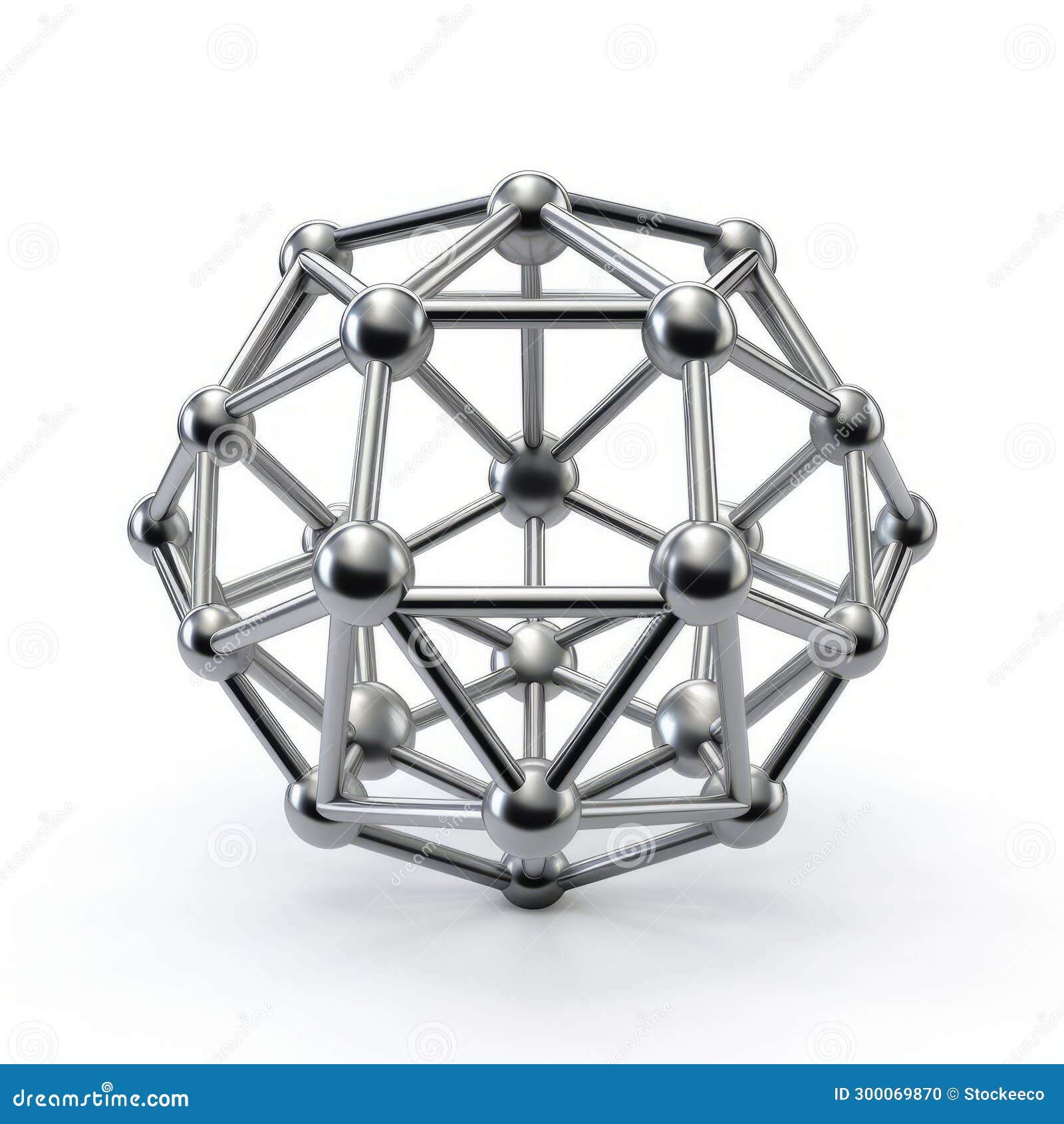 Shiny Silver Molecular Structure 3d Illustration on White Background ...