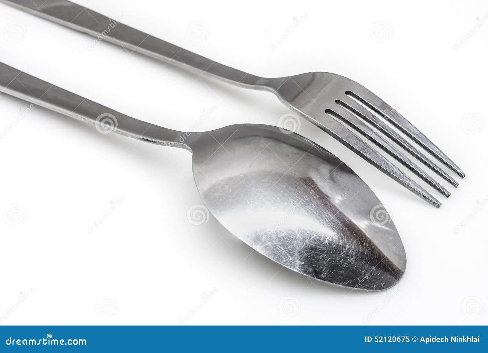 Stainless Steel Spoon and Fork Stock Image - Image of chromium ...
