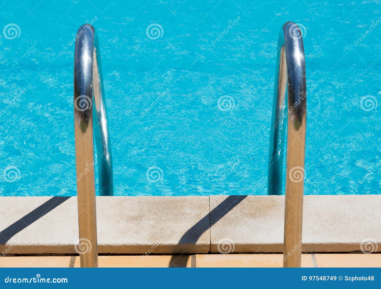 Stainless Steel Steps Leading into Swimming Pool Stock Image - Image of ...