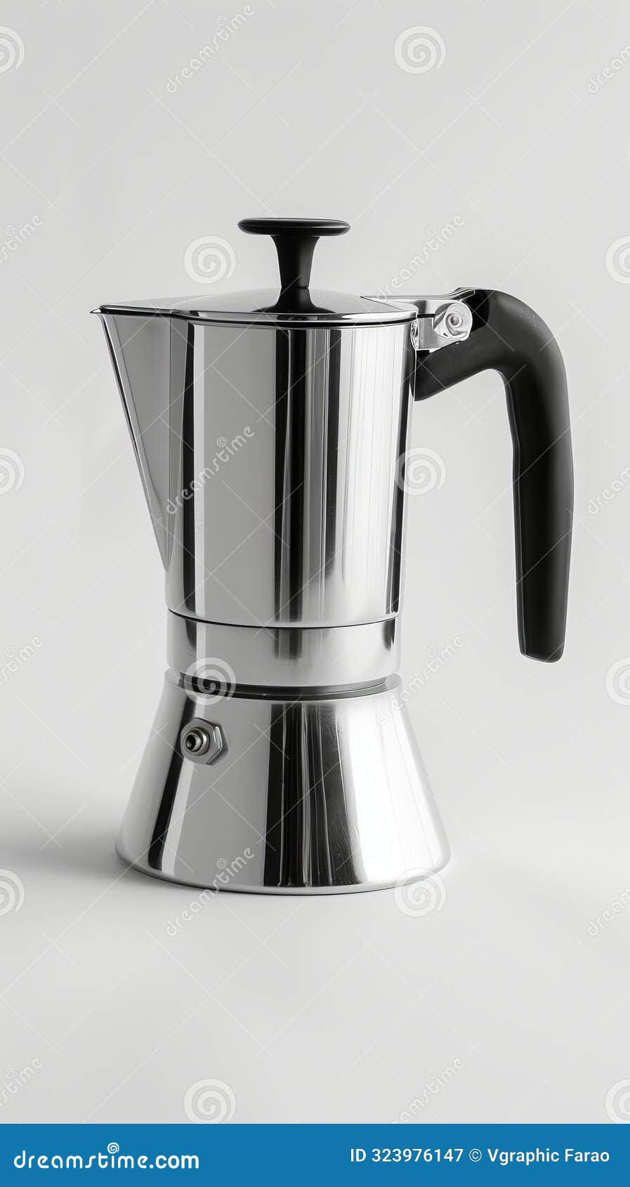 Stainless Steel Stovetop Espresso Maker on White Background Stock Image ...