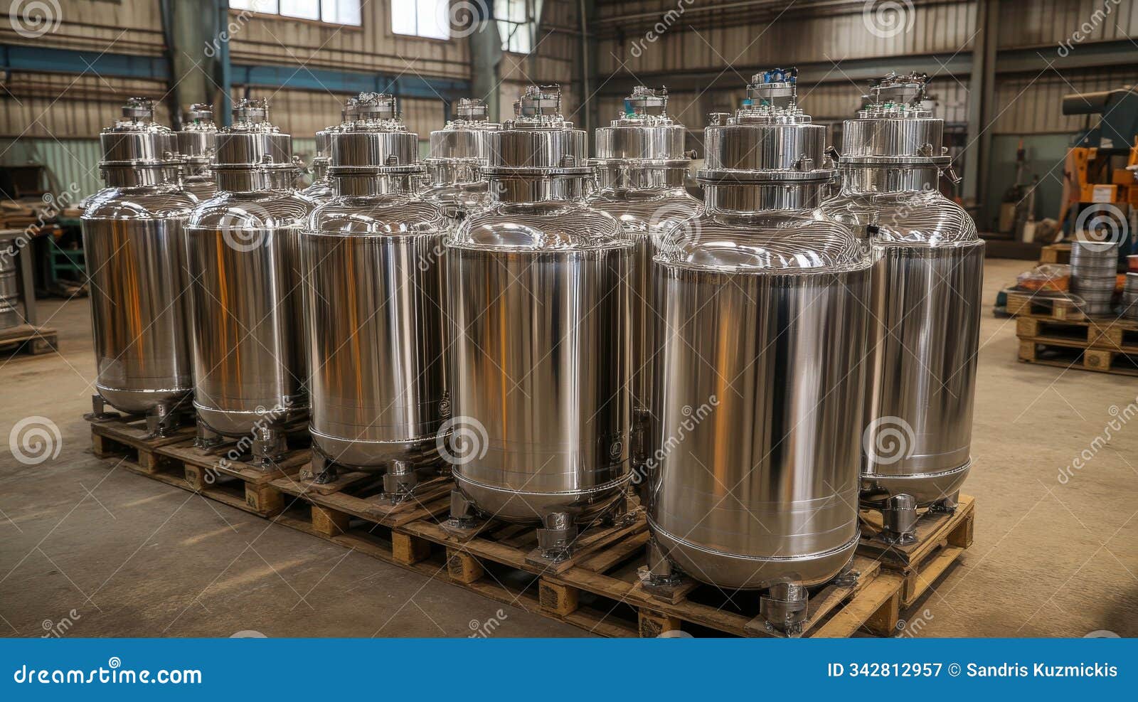 Stainless Steel Tanks for Mixing and Blending. Generative AI. Stock ...
