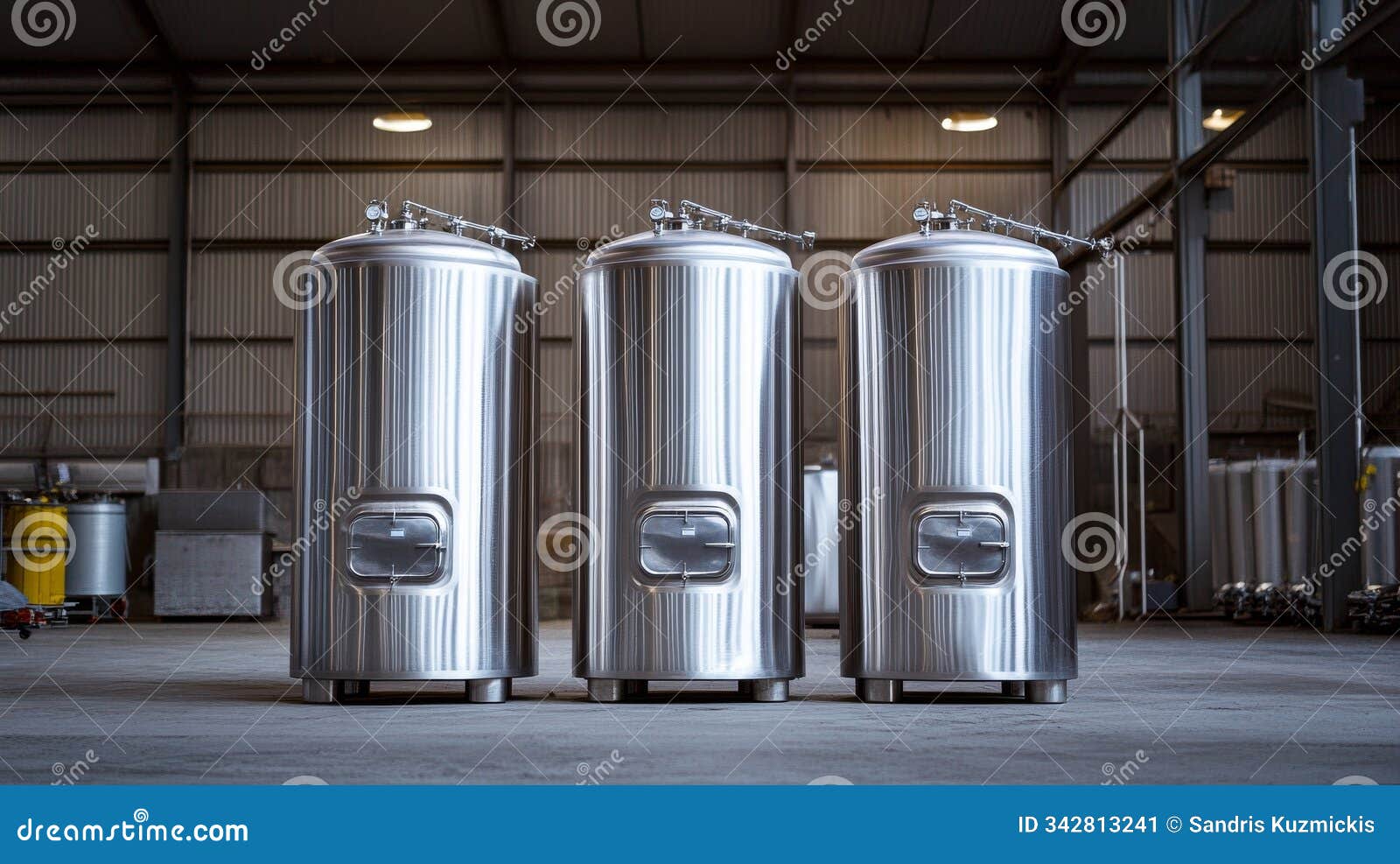 Stainless Steel Tanks for Mixing and Blending. Generative AI. Stock ...