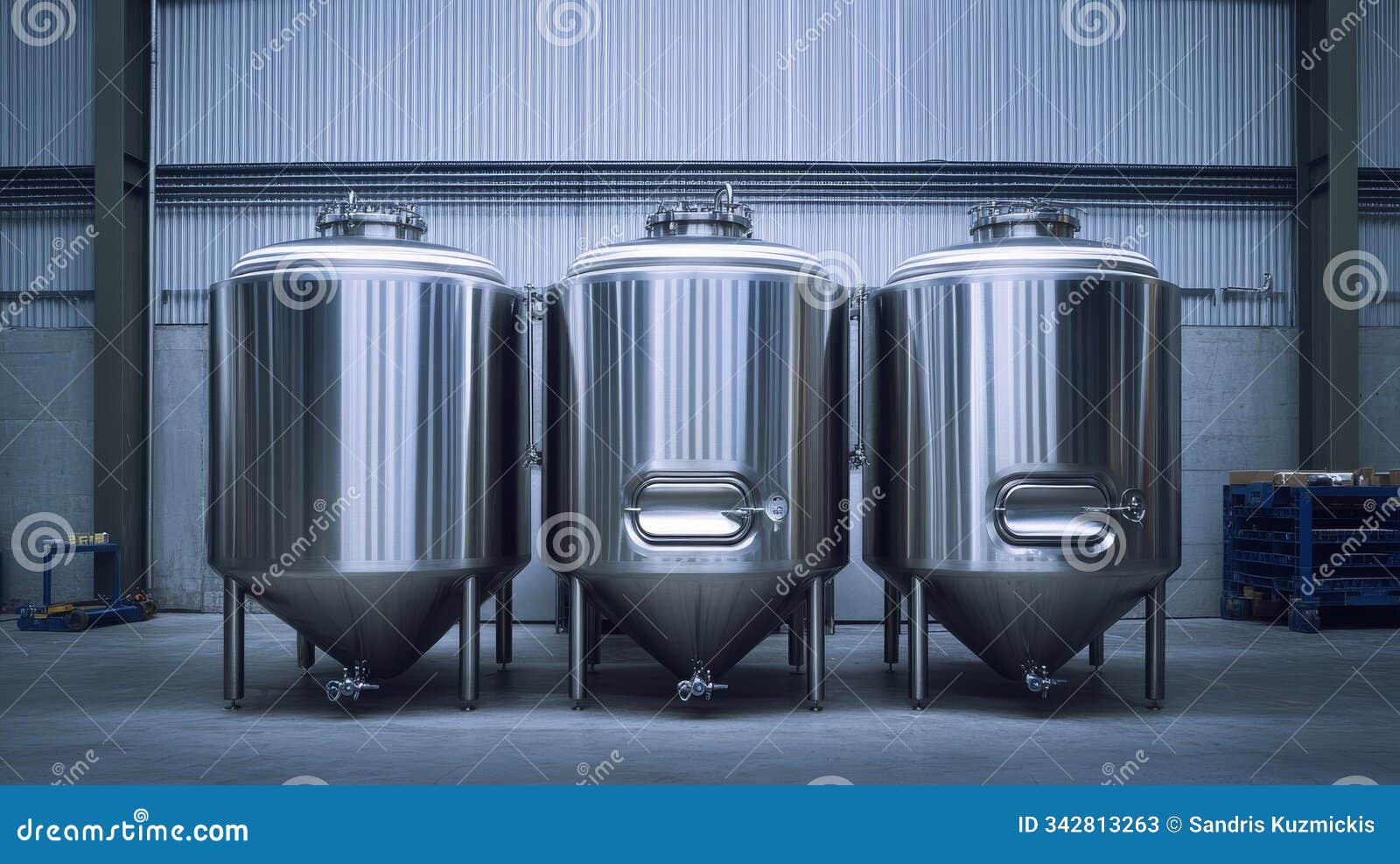 Stainless Steel Tanks for Mixing and Blending. Generative AI. Stock ...