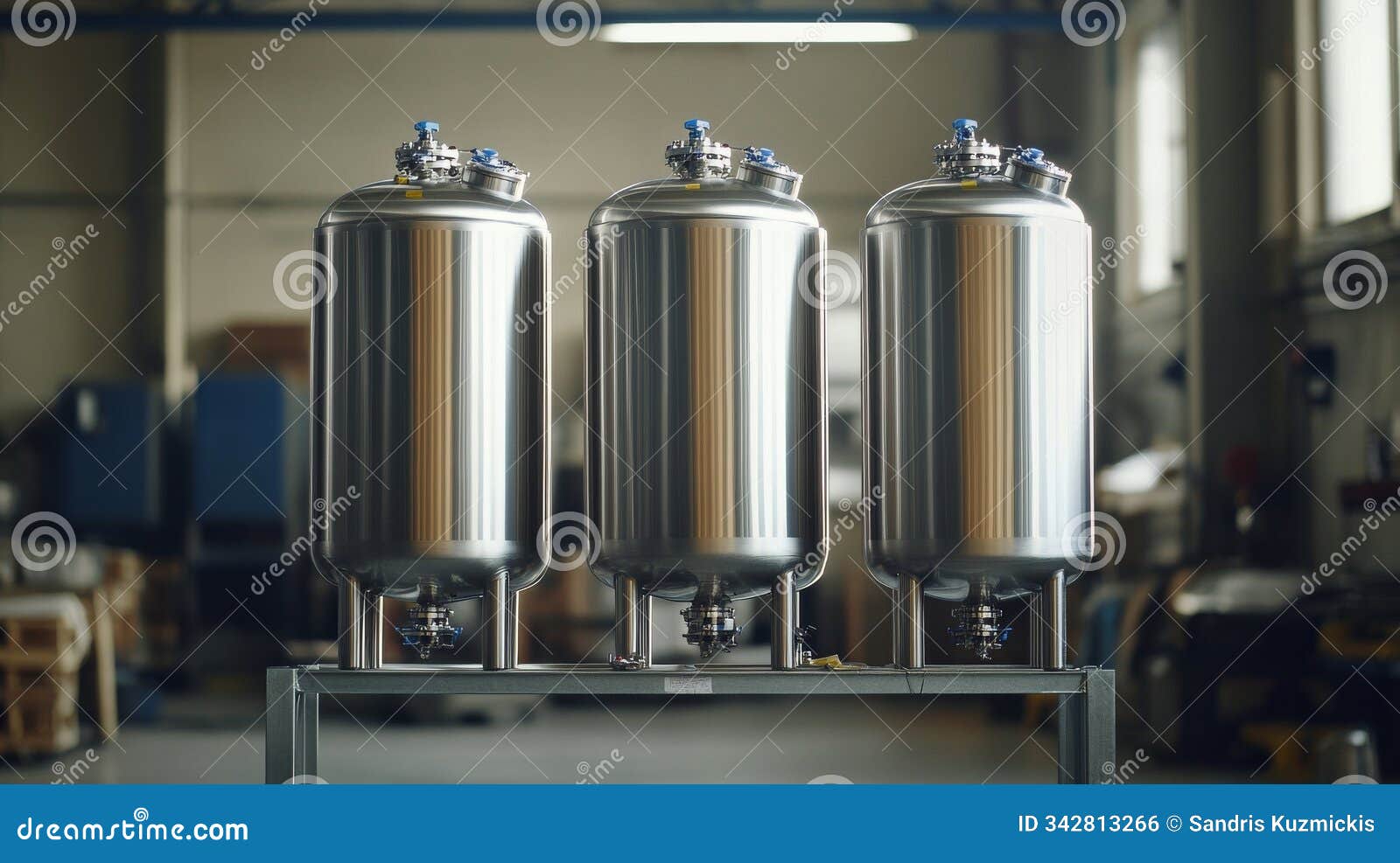 Stainless Steel Tanks for Mixing and Blending. Generative AI. Stock ...
