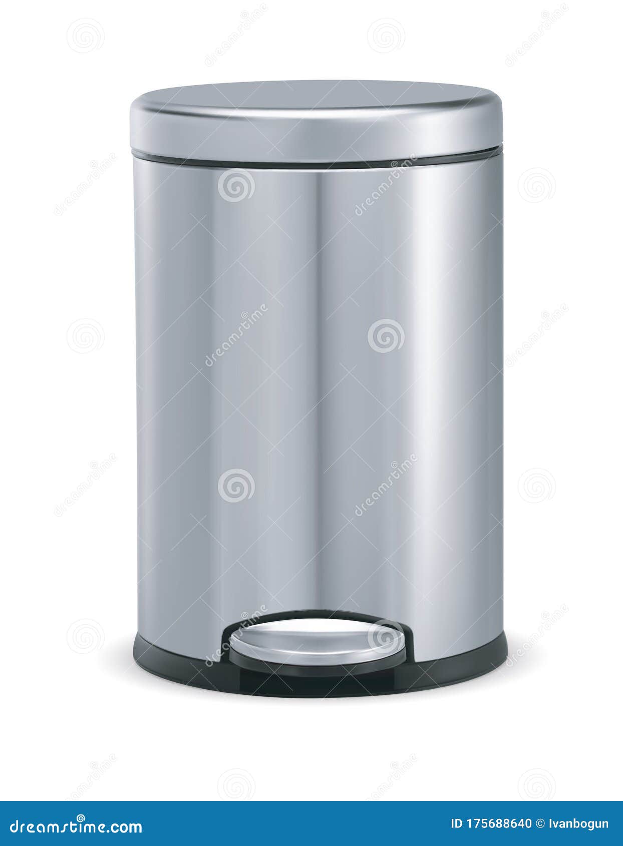 Pedal Dustbin With Hinged Lid Color Mockup Set. Metal Dust Bin ...