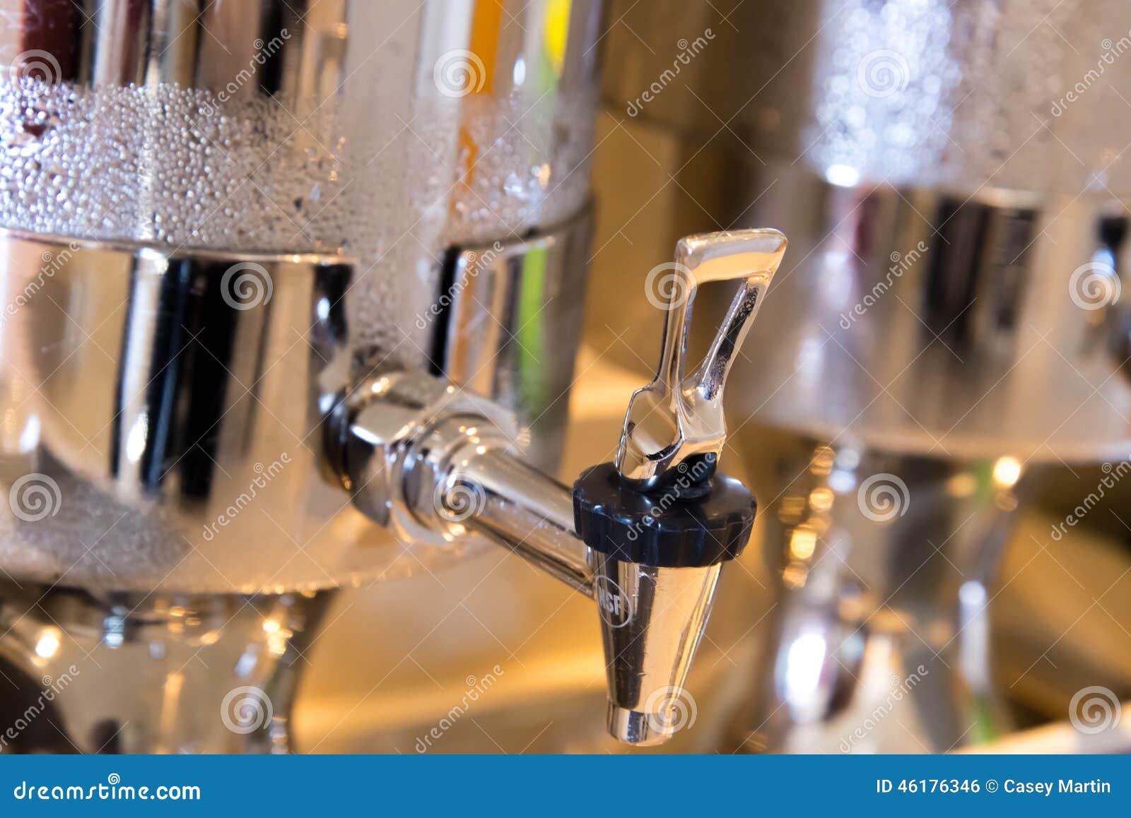 Stainless Steel Water Dispenser with Condensation Stock Photo - Image ...