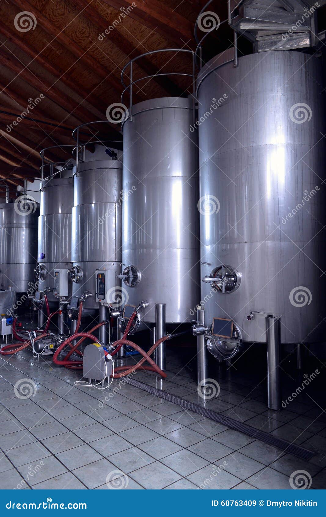 Stainless Steel Wine Vats in a Row Stock Image - Image of beverage ...
