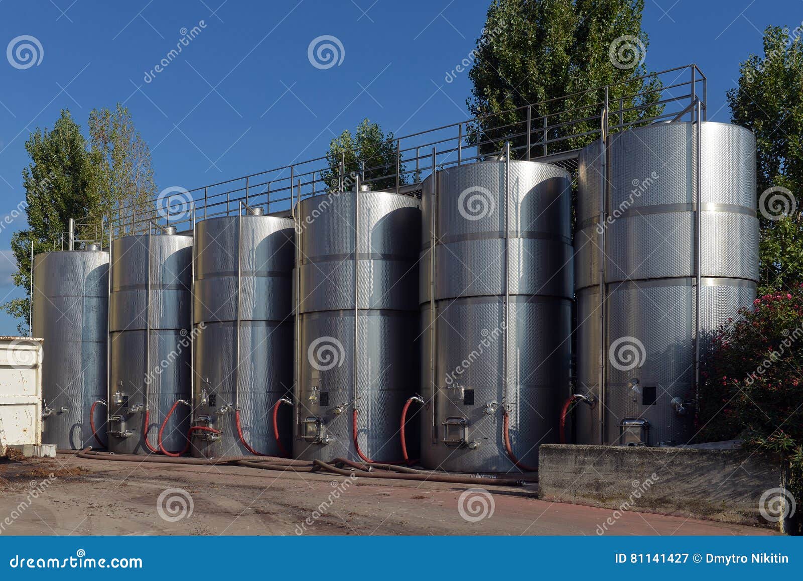 Stainless Steel Wine Vats in a Row Stock Image - Image of barrel ...