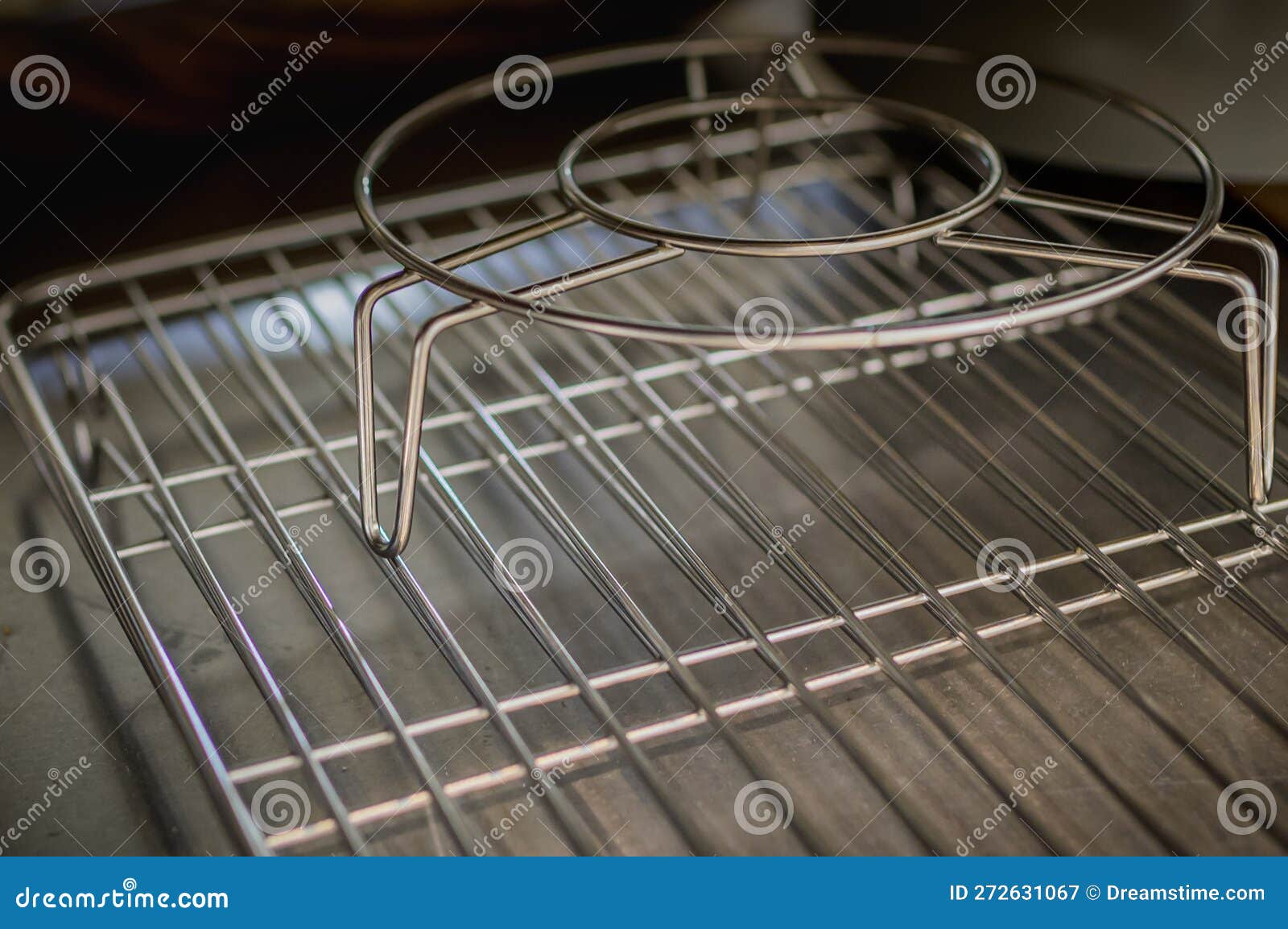Stainless Steel Wire Mesh Draining and Support Base Racks. Stock Image ...