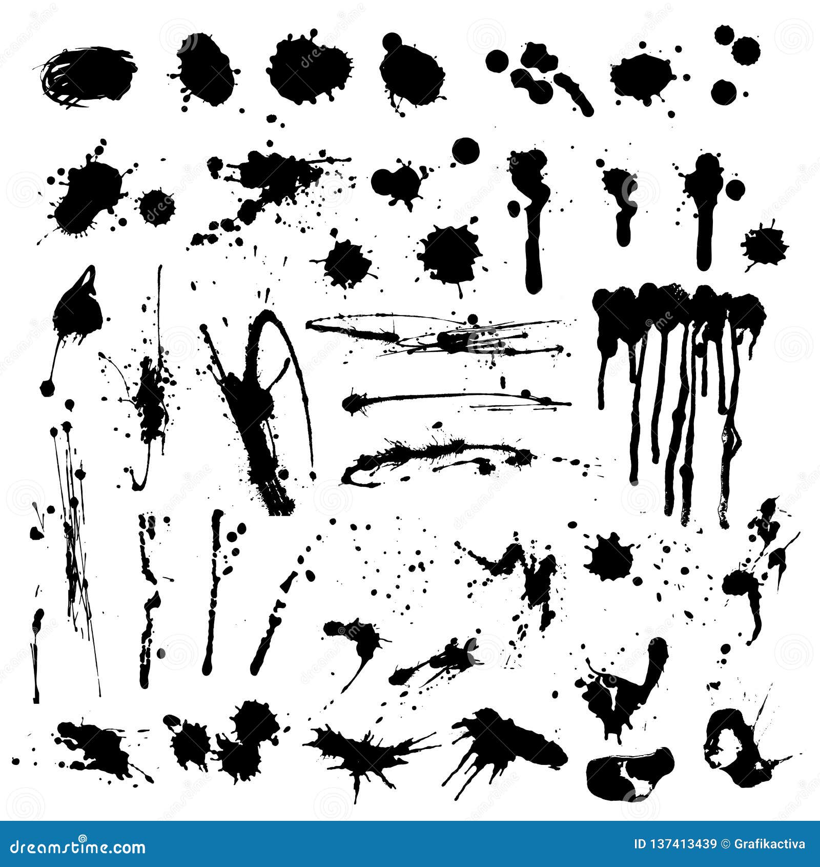Set of Ink Spots and Stains. for Brush Strokes. Ink Drops Stock Vector ...