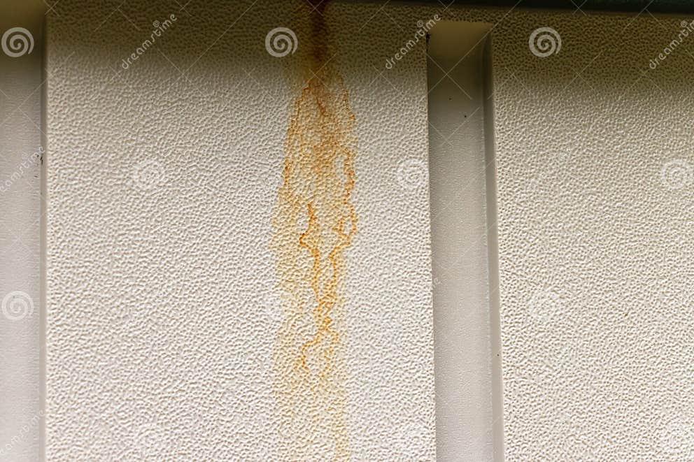 Stains from Rust Running Down the Side of a Plastic Building Stock ...