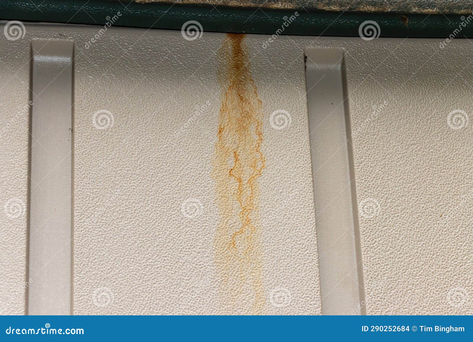 Stains from Rust Running Down the Side of a Plastic Building Stock ...