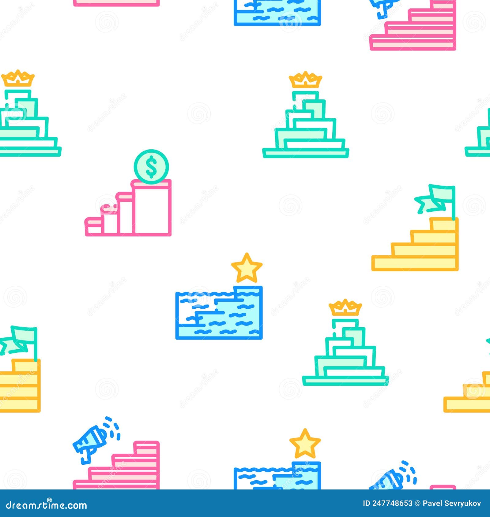 Stair and Achievement Vector Seamless Pattern Stock Illustration ...