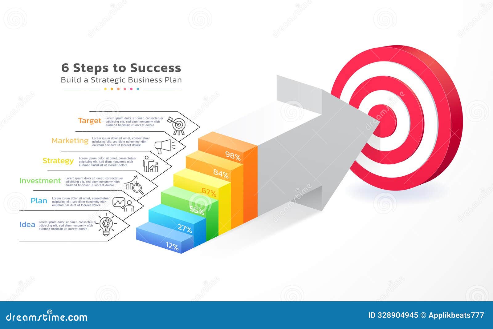 Stair Arrow Infographic Timeline Template Background Cartoon Vector ...