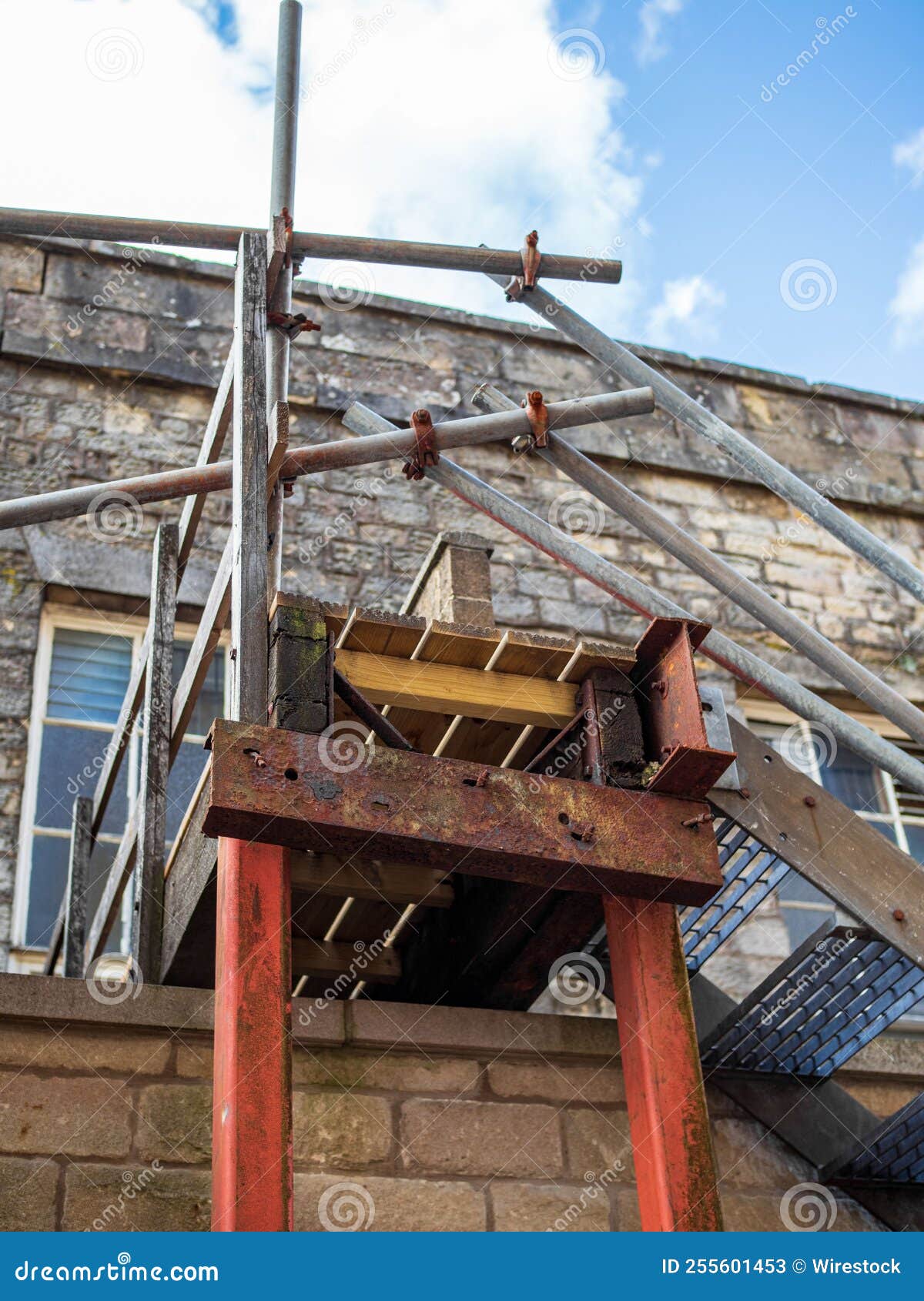 Stair Case on Outside of Building Made from Scaffolding Stock Image ...