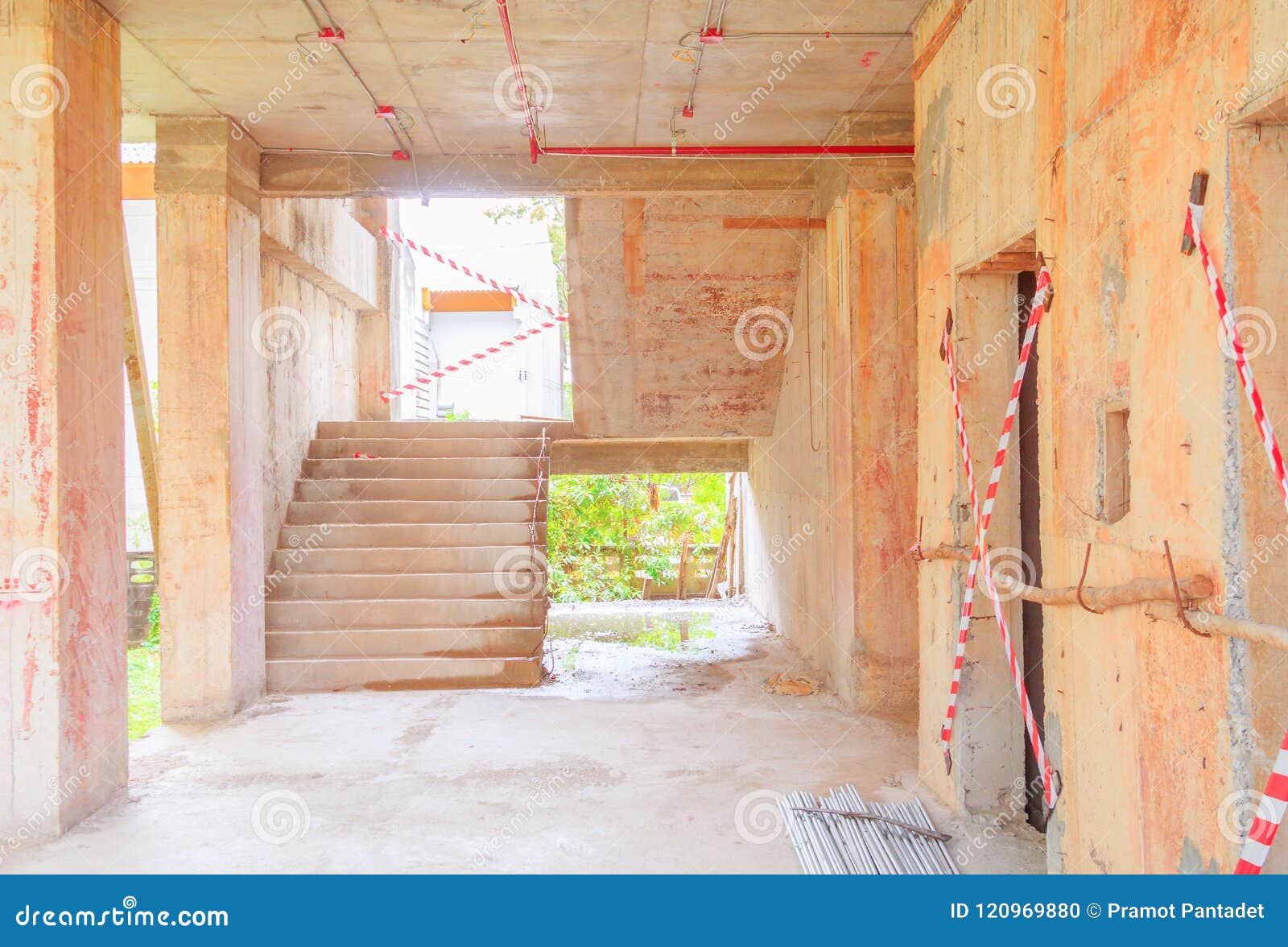 Old Stair Cement Walkway Down Outside The Building Public Royalty-Free ...