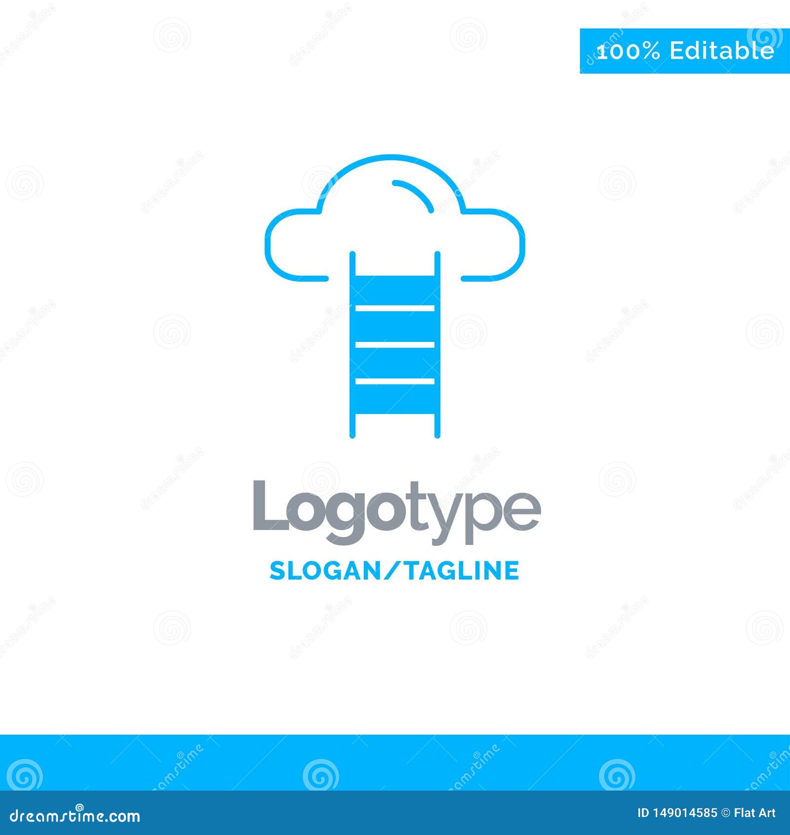 Stair, Cloud, User, Interface Blue Solid Logo Template. Place for ...