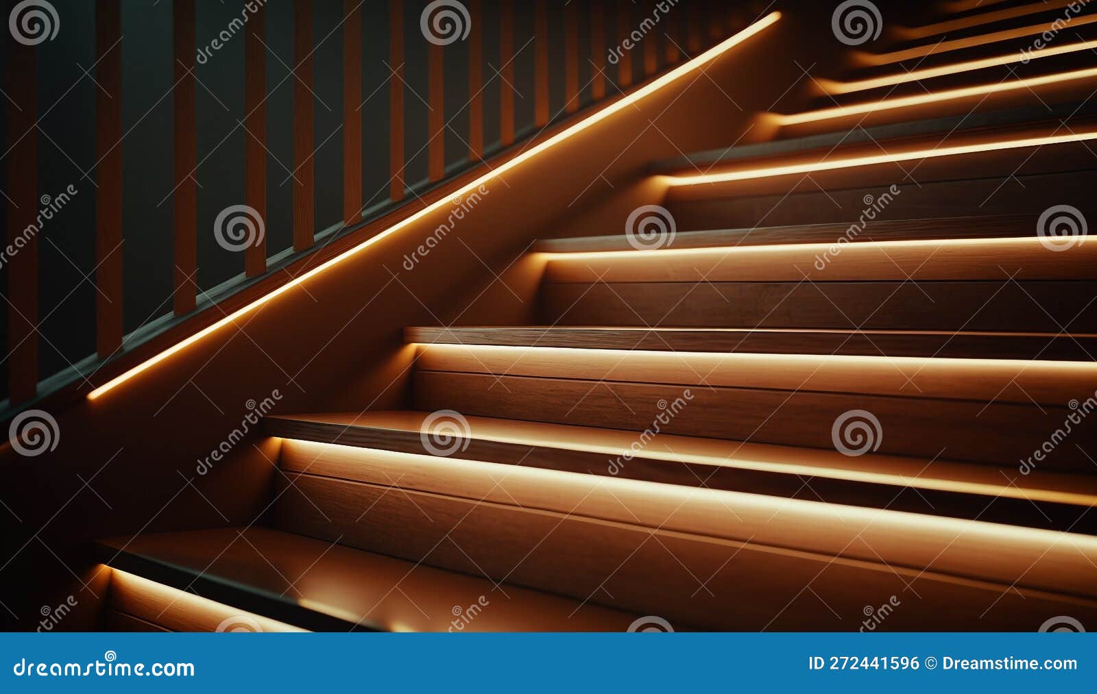 Stair with Decorative Led Lighting Generative AI Stock Illustration ...