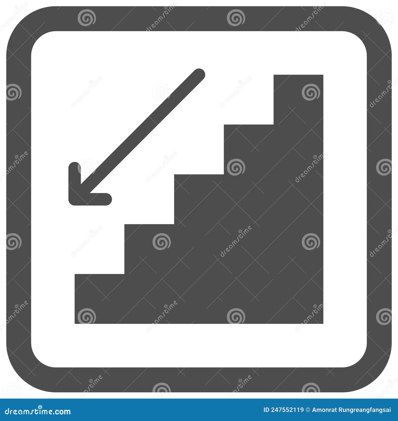 Stair Down Icon, Wayfinding Sign Vector Stock Vector - Illustration of ...