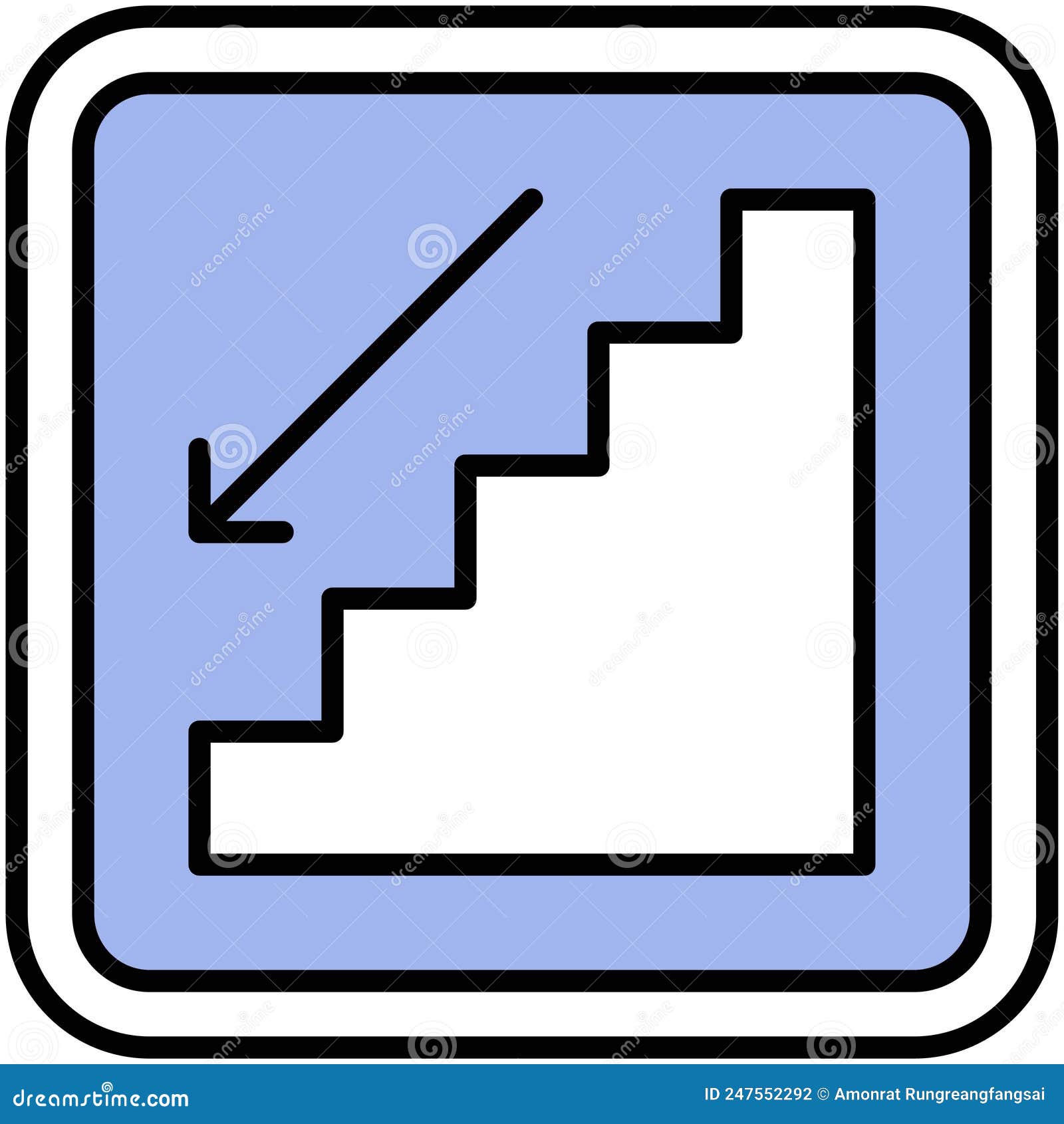 Stair Down Icon, Wayfinding Sign Vector Stock Vector - Illustration of ...
