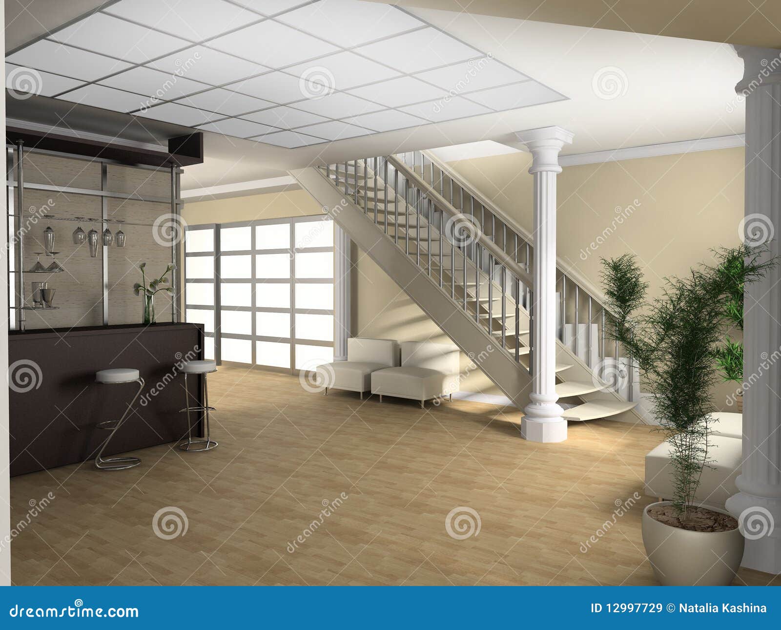 Stair in a drawing room stock illustration. Illustration of indoors ...