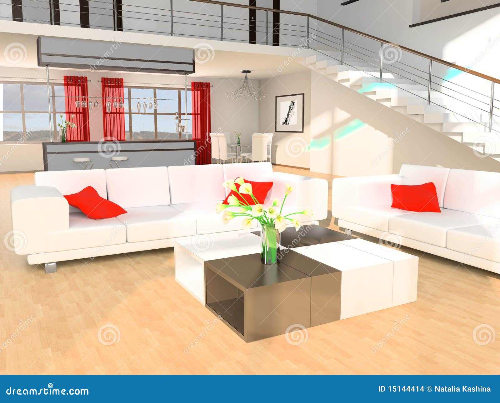 Stair in a drawing room stock illustration. Illustration of decoration ...