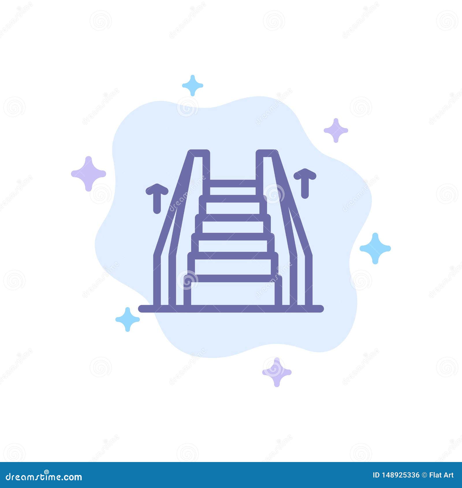 Stair, Elevator, Electric, Ladder Blue Icon on Abstract Cloud ...