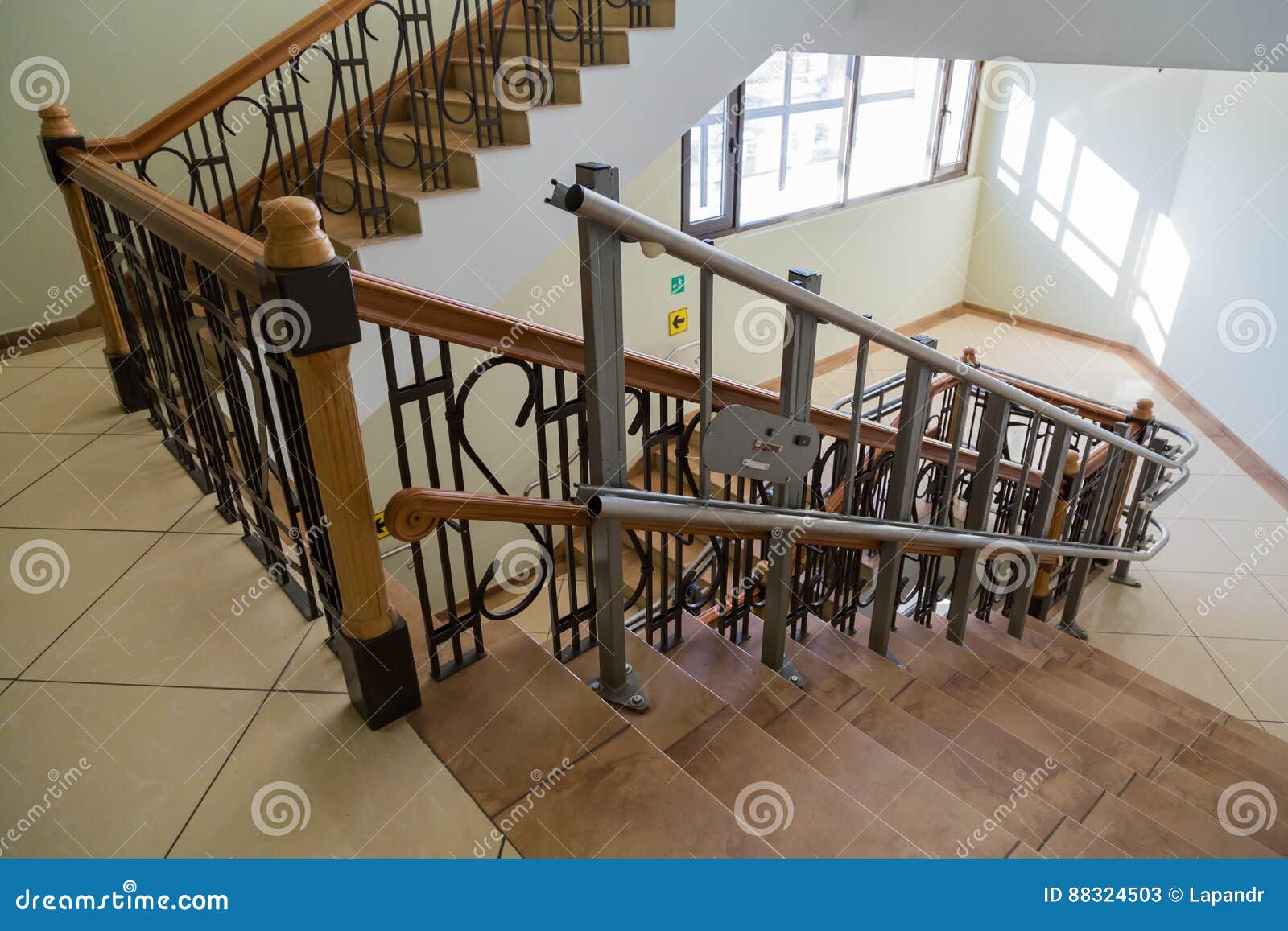 Stair Lift for the Disabled. Stairs of Public Building Stock Image ...