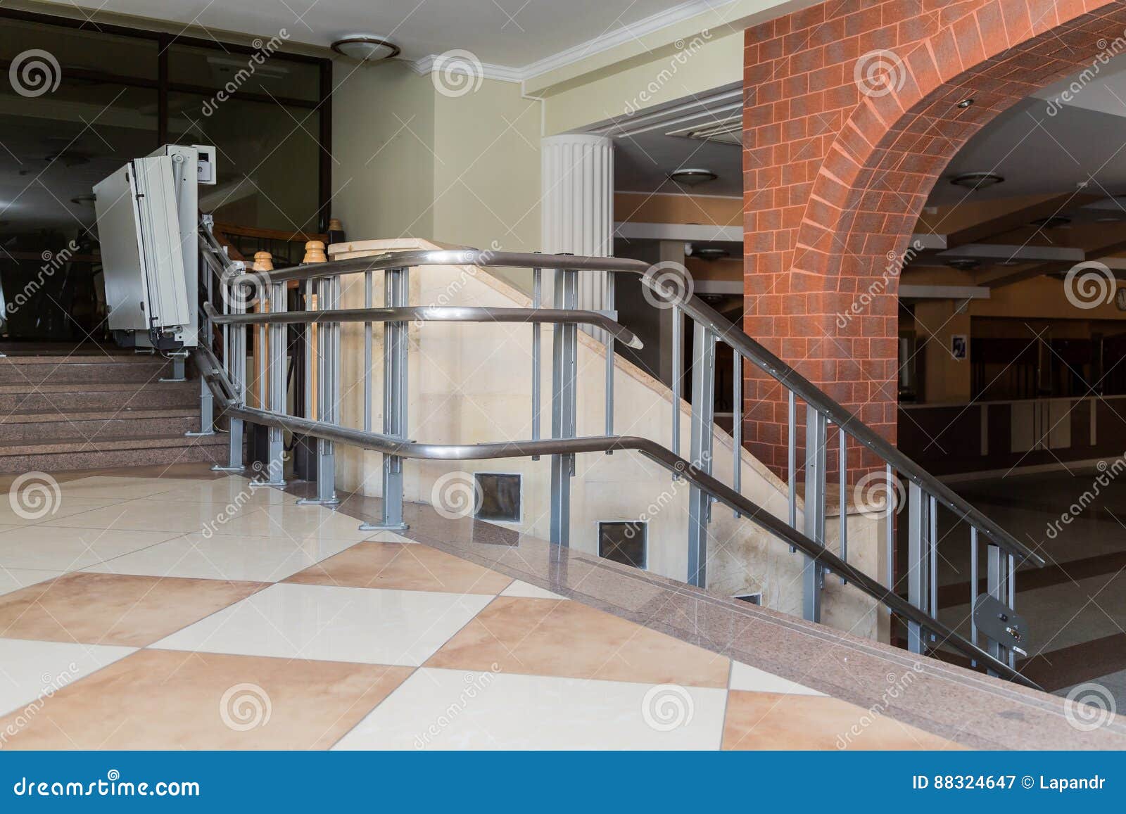 Stair Lift for the Disabled. Stairs of Public Building Stock Image ...