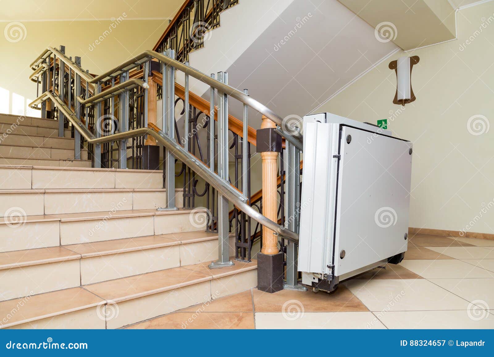 Stair Lift for the Disabled. Stairs of Public Building Stock Image ...