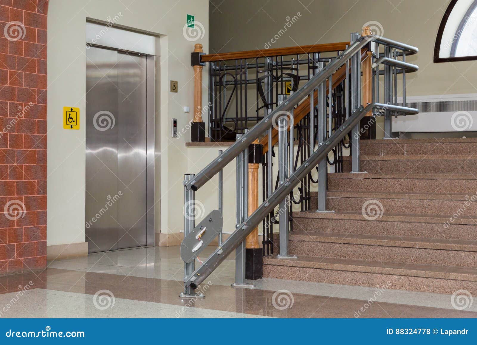 Stair Lift for the Disabled. Stairs of Public Building Stock Photo ...