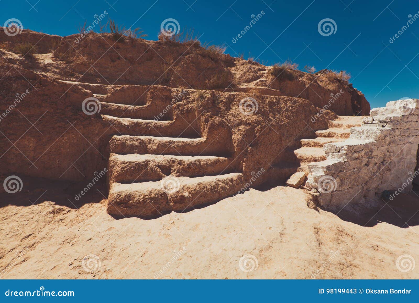 Stair made of brown clay stock image. Image of passage - 98199443