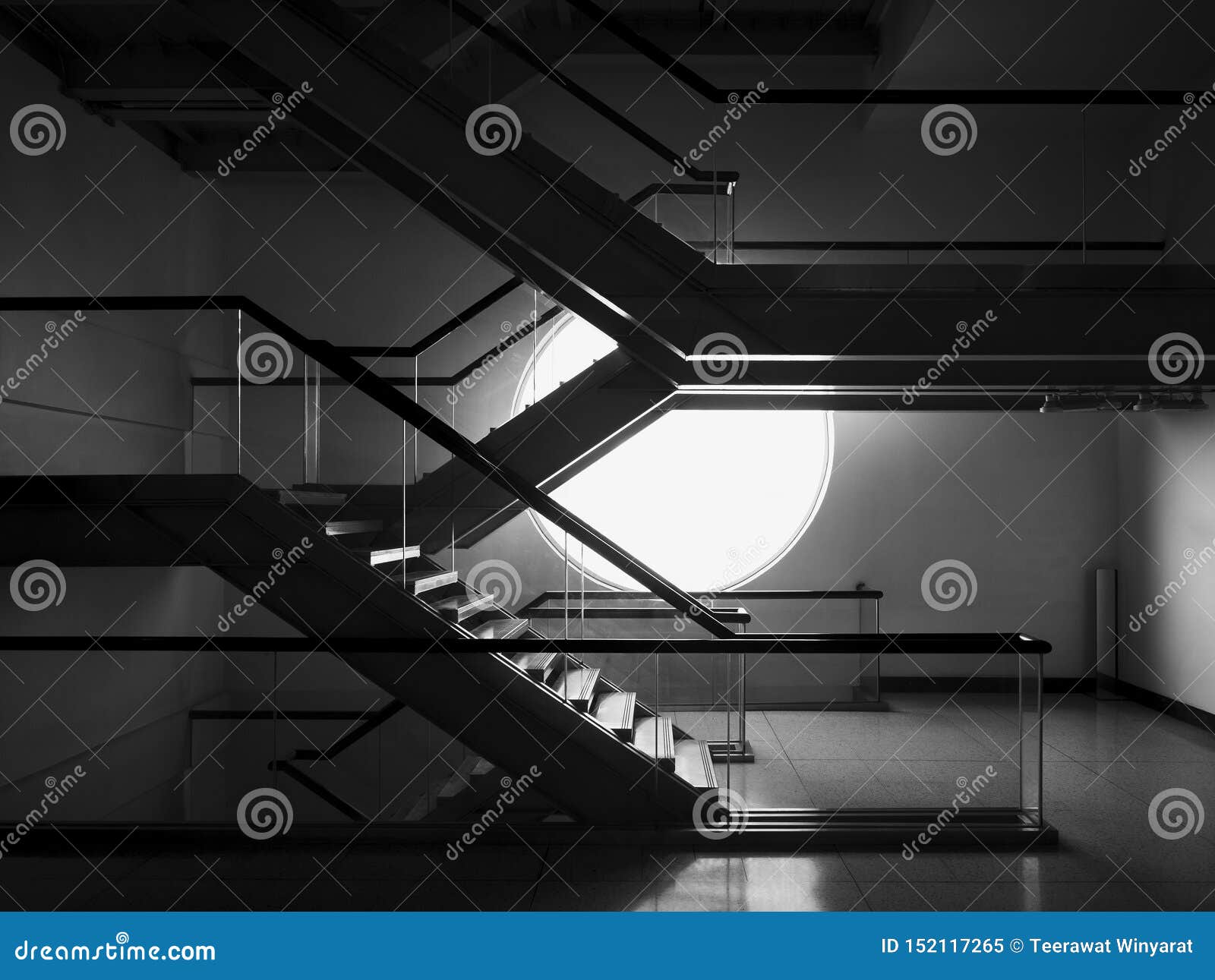 Stair in Modern Building Lighting Shade Window Interior Design Stock ...